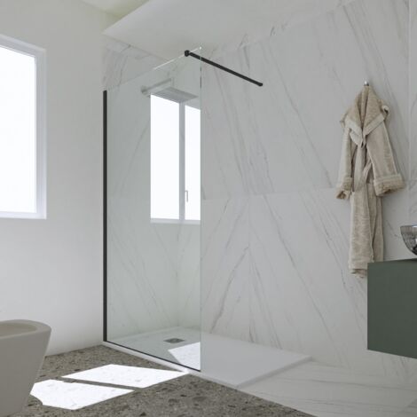 Pared ducha walk in cm corredera pvc Negro Mate Kolors