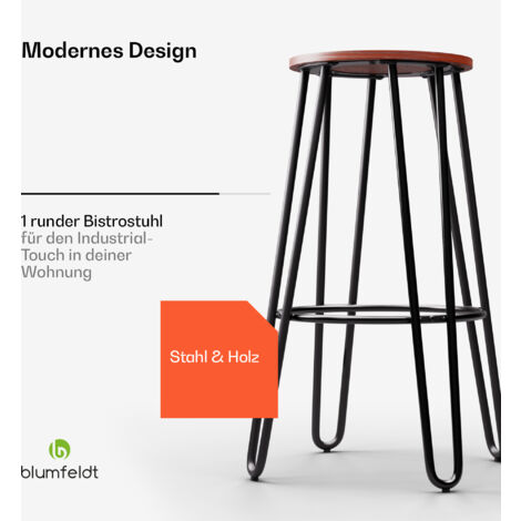 blumfeldt Barhocker 2er Set, Gepolsterter Barhocker mit Lehne ...