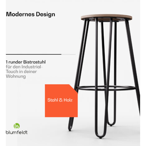 blumfeldt Barhocker 2er Set, Gepolsterter Barhocker mit Lehne ...