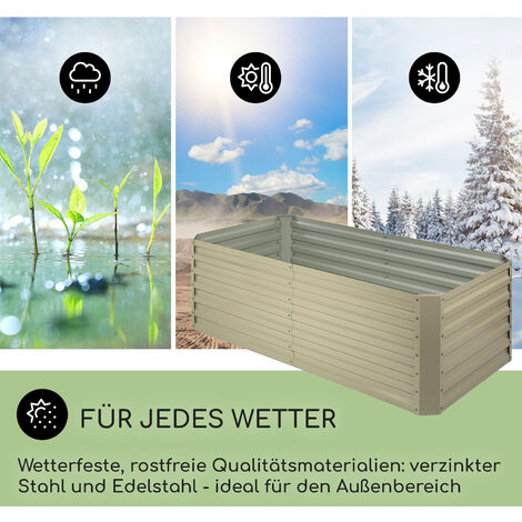 High Grow Straight Hochbeet 180x60x90cm 970l Stahl verzinkt Beige