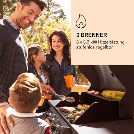 Klarstein Gasgrill für Camping Balkon Garten, Grill mit 3 Brenner ...