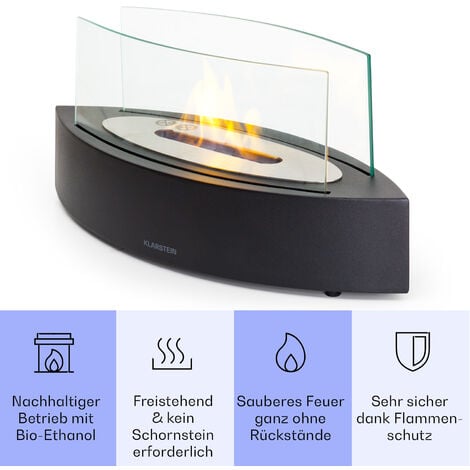 Klarstein Tischkamin Indoor, Tragbarer Bio Ethanol Tischkamin ...