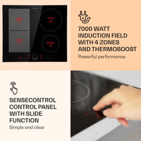 Klarstein Induction Hob, 7000W Electric Hob Induction Cooker, 4 Ring ...