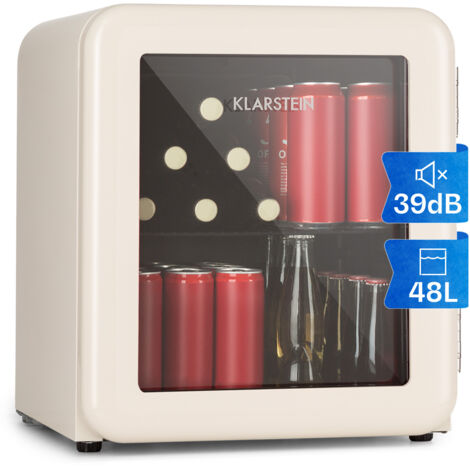 Klarstein 48L Beer Fridge, Glass Mini Fridge for Bedrooms, Quiet Small ...