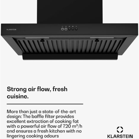 Klarstein AeroClean Cooker Hood - 60cm Wall Mounted Extractor, 721 m³/h ...