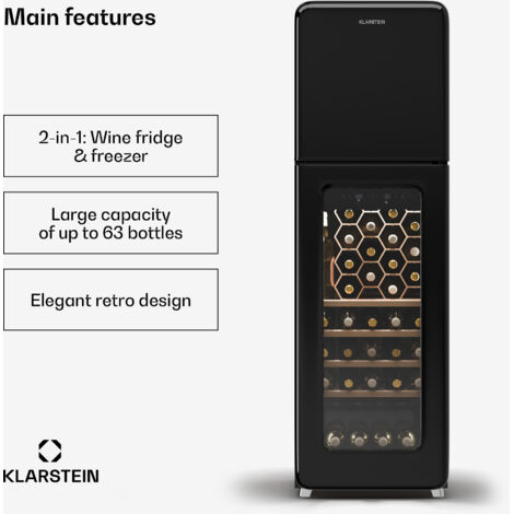 Klarstein Shirley Free-Standing Wine Fridge - 63 Bottle Capacity, Dual ...
