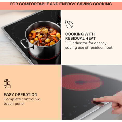 Klarstein Ceramic Hob, 6500W Electric Hob Ceramic Cooker, 4 Ring ...