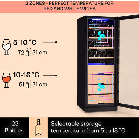 Klarstein Free-standing Wine Cooler Drinks Fridge, Dual Zone Wine ...