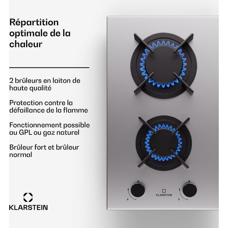 Klarstein Tables de Cuisson à Gaz Plaque de Cuisson Gaz à 2 Brûleurs ...