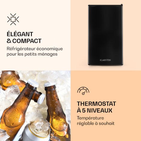 Klarstein – Réfrigérateur noir 90L avec congélateur intégré – 5 niveaux ...