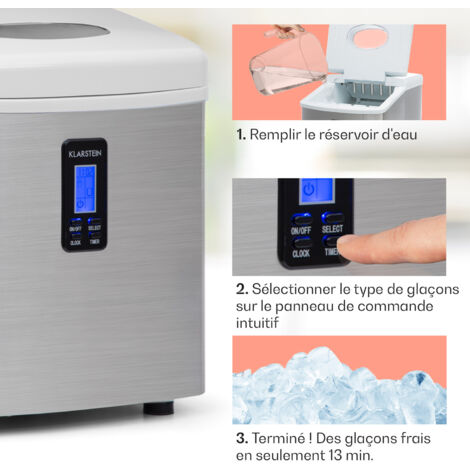 Mr. Silver-Frost Machine à glacons 150W acier 15kg