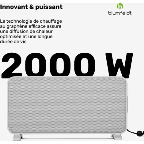 Blumfeldt radiateur infrarouge 2000 W - mural/sur pied, graphène, appli ...