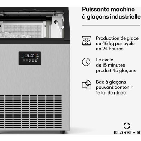 Klarstein Glacial Machine à Glaçons Industrielle - 45 kg/24 h ...