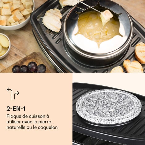 Klarstein Appareil a Raclette et Fondue 3-en-1, Machine a Raclette avec ...