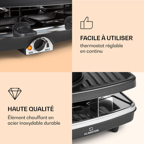 Klarstein Appareil a Raclette et Fondue 3-en-1, Machine a Raclette avec ...