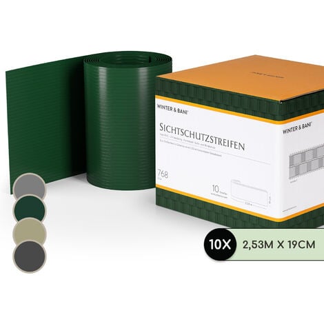 Blumfeldt - lot de 10 bandes brise-vue pour clôture - pvc dur - vert