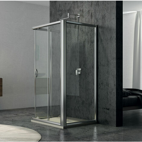 Box Doccia Cabina Angolare 2 Ante Alluminio Cristallo Trasparente Ix ...