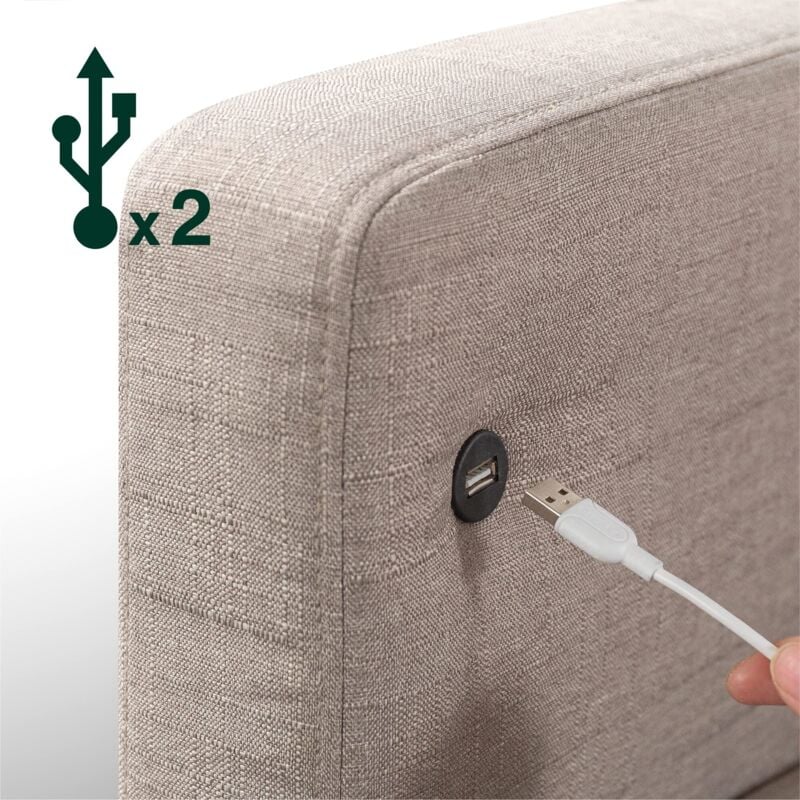 ZINUS Pascal Divano a due posti con porte USB Anni 50 Montaggio facile e senza utensili Imbottitura capitonne Braccioli smoking Piedini affusolati Divano in una confezione Beige chiaro