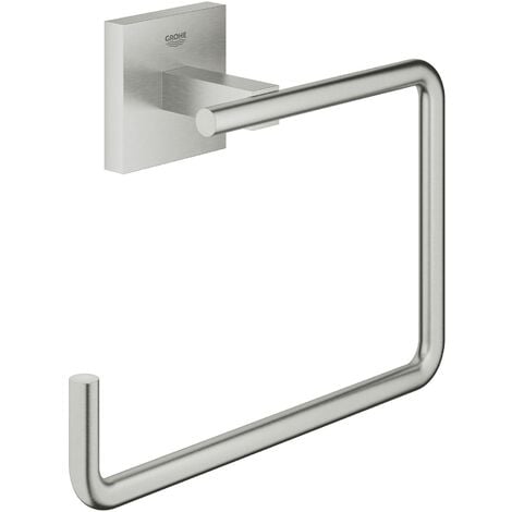 GROHE QUICKFIX Start Cube, Porta salviette, Installazione a vite o con colla, Super Steel, 40975DC0