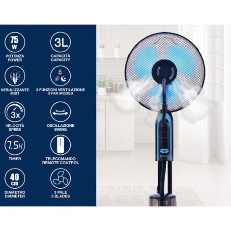 Beper VE.502 Ventilatore con nebulizzatore, Serbatoio 3L Acqua ...