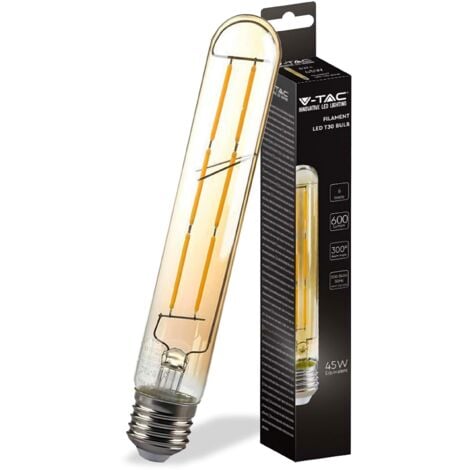 V-TAC Lampadina LED Filamento Ambrata T30 con Attacco E27-6W (Equivalenti a 45W) - 100 Lumen ...