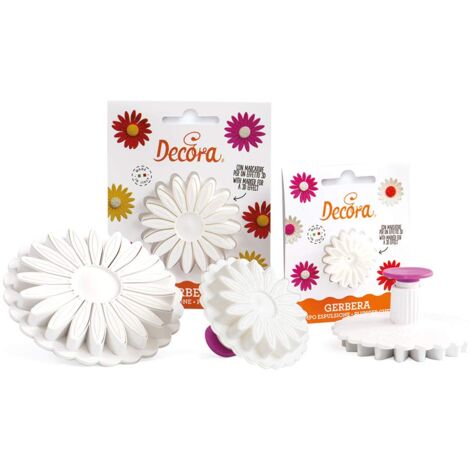 Decora Stampo Espulsione Gerbera, Plastica, Bianco, Diametro 8.5 cm
