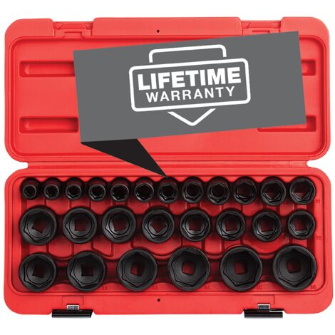 Sunex 2645 1/2-inch Drive Impact socket set, Metric, standard, a punti ...