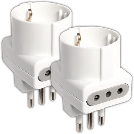 V-TAC 2x Multipresa Adattatore Triplo con 2 Prese 10A + 1 Presa Frontale Bipasso Schuko e Spina ...