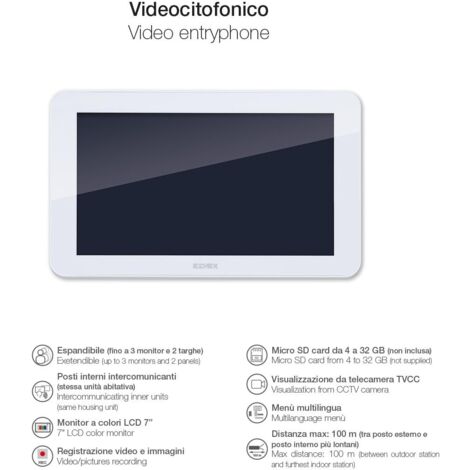 Vimar K42917 Monitor supplementare touch screen vivavoce a colori LCD 7 ...