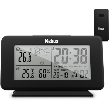 MEBUS digitale Funk Wetterstation mit Außensensor, Thermometer innen ...
