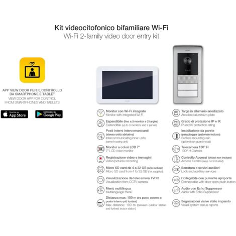 VIMAR K42946 Kit videocitofono WIFI multifamiliare, videocitofoni touch ...