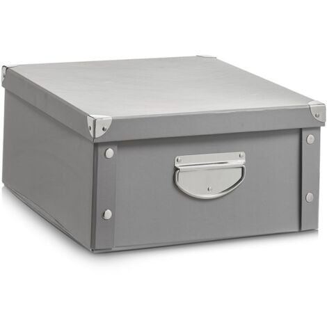 Zeller 17599 – Scatola portaoggetti in cartone, Grigio, 40 x 33 x 17 cm