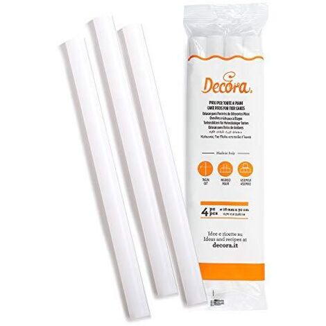 Decora 9260157 Pioli per Torte, Polipropilene, Bianco, 4 Pezzi-Ø 1,8 X ...