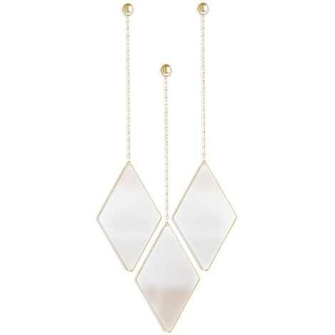 Umbra Dima Specchi a forma di rombo, Set di 3, Specchio, Ottone opaco