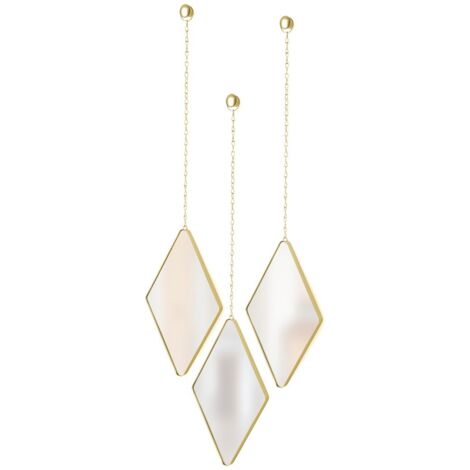 Umbra Dima Specchi a forma di rombo, Set di 3, Specchio, Ottone opaco