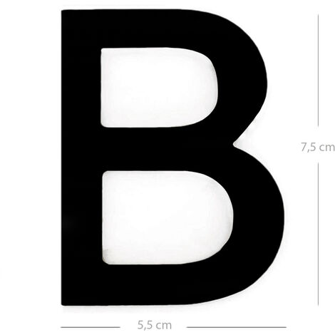 Letra B adhesivo en acero inoxidable 7.5 cm Negro