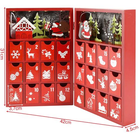 Rebecca Mobili Calendario Avvento da Riempire con Cassetti e Luci Legno ...