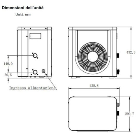 Poolstyle Mini Pompa di Calore 3 Kw ad Alto Rendimento per Piscine ...