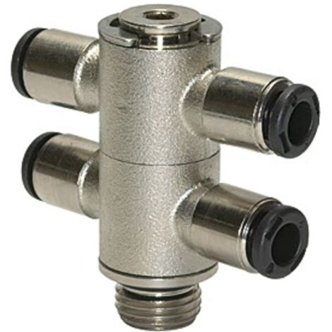 Riegler T-Mehrfachverteiler 4-fach »click-clock«, drehbar, M5 außen Ø 4mm