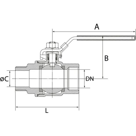 Riegler Edelstahlkugelhahn, 2-teilig, Innen-/Außengewinde, G 1/2, DN 15