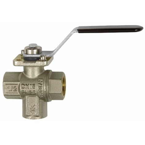 Riegler 3-Wege-Kugelhahn, MS vern., Anschluss unten, L-Bohrung, Rp 2