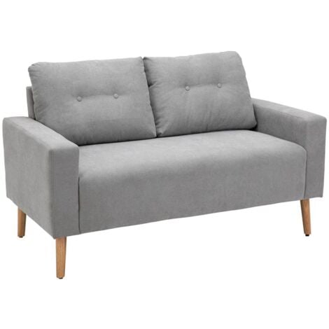 DIVANO 2 POSTI COMPATTO DESIGN MODERNO SCHIENALE TRAPUNTATO GRIGIO