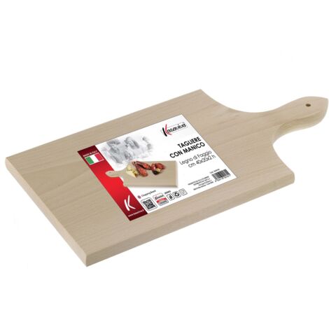 TAGLIERE IN LEGNO FAGGIO CON MANICO 40X20X2 H CM IDEALE PER LA TUA CUCINA