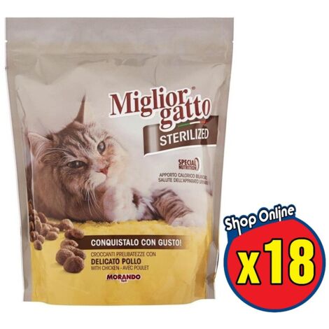 SET 18 MIGLIOR GATTO STERILIZED CROCCANTINI CON POLLO 400 GR