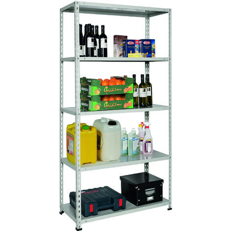 SCAFFALE ACCIAIO IN KIT 5 RIPIANI BRIXO GENIUS 90 X 40 X H180CM USATO ...