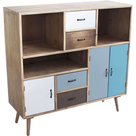 MOBILETTO KELOWNA CON 3 ANTE E 4 CASSETTI COLORATI 100 X 36,5 X 98,5 CM