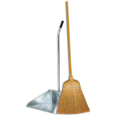 SET PULIZIA PER ESTERNO SCOPA AMALIA IN SAGGINA CON ALZAIMMONDIZIA ZINCATO