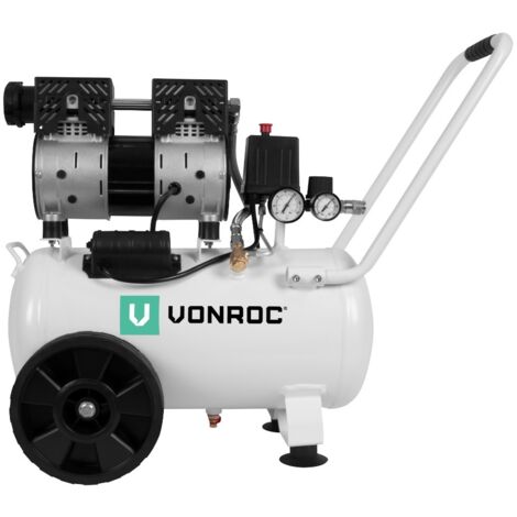 VONROC Compresor de Aire Silencioso - Sin aceite - 750W - 1HP - 128 lt ...
