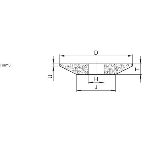 TYROLIT Schleifscheibe konisch Form 3 gerade Edelkorund 150 x 8 x 20 mm ...