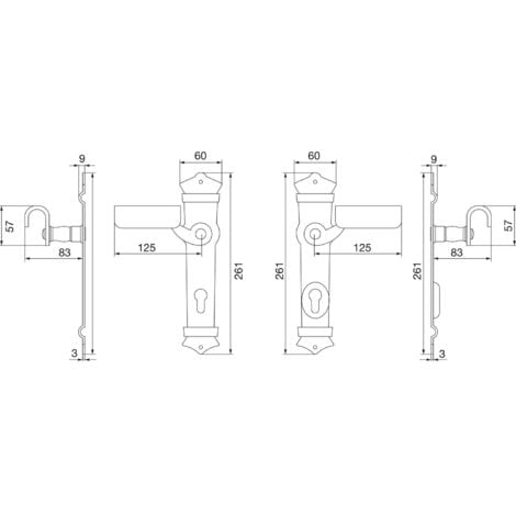 Sicherheits-Drückergarnitur URBAN PZ92, schwarz passiviert lackiert